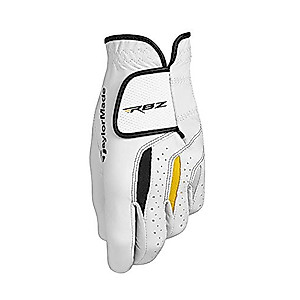 TaylorMade Golf RBZ Leather Glove, White/Gray/Yellow Cadet, Worn on Left Hand, Medium/Large