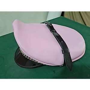 Real Leather Pink Leather Biker Peaked Muir Army Police Gay Chain Cap Party Hat, 7 1/4