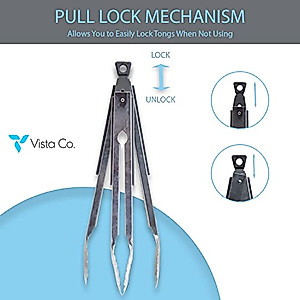 Grill Tongs - Heavy Duty 16in. Stainless Steel Tongs For Grilling, Cooking, Buffets, Etc. - Non-slip Grip And Well Aligned Scalloped Pincers For Precise Control And Better Handling Of Delicious Food