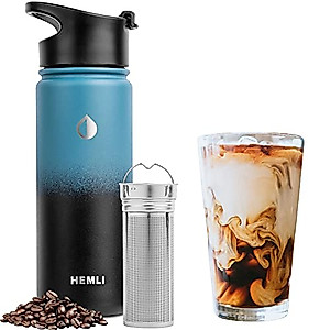 Hemli Cold Brew Bottle Coffee Maker, 18 oz Insulated Portable Cold Brew Cup To-Go Coffee Tumbler, Cold Brew Travel Mug with Stainless Steel Filter, Leakproof, Airtight, Rustproof