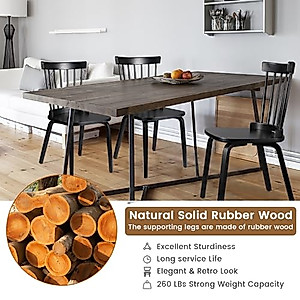 Unovivy Wood Dining Chairs Set of 2, Farmhouse Spindle Back, Widen Seat, Modern Mid-Century Country Style, for Living Room Restaurant, Black