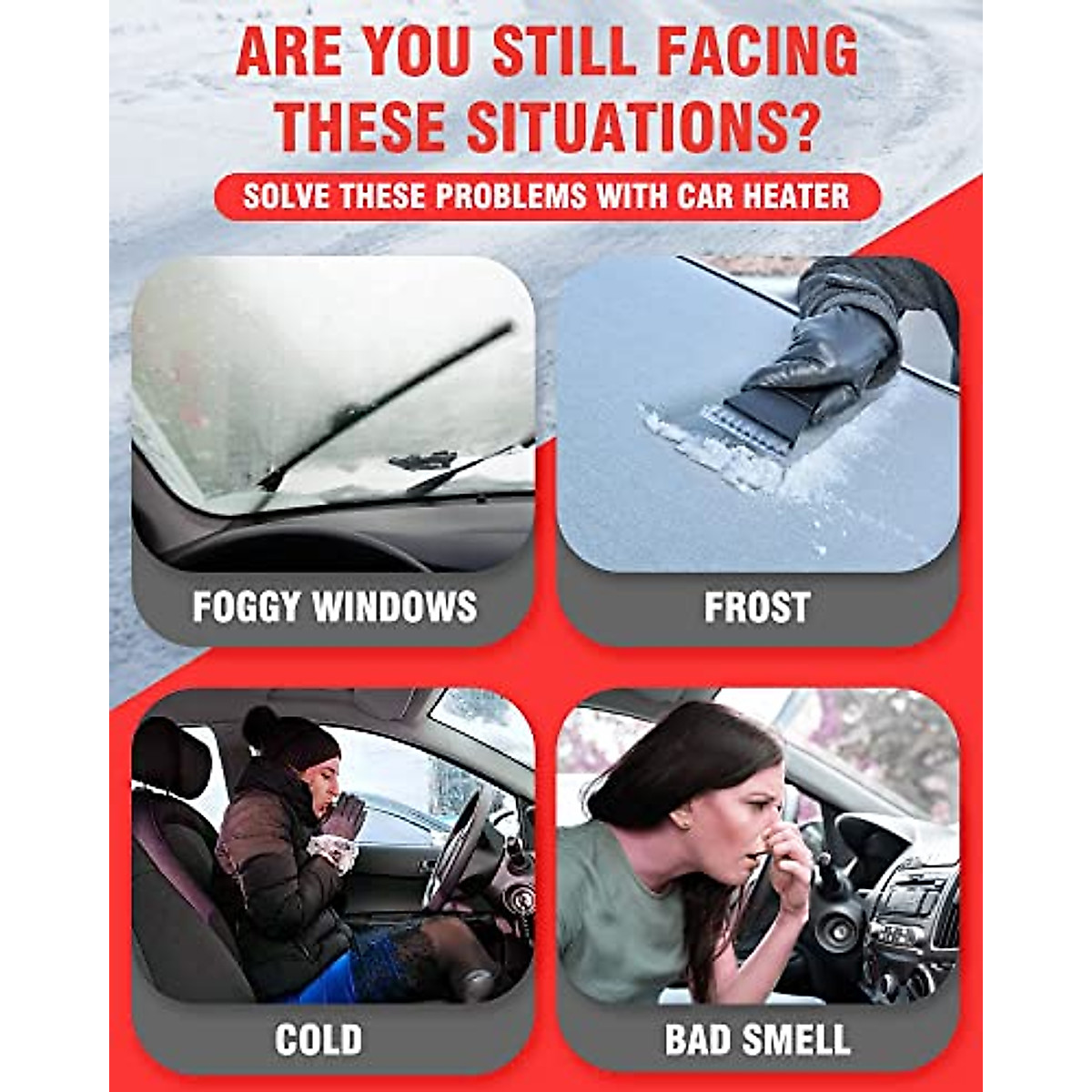 Portable Car Heater - 150W 12V Car Fan, 2 in1 Heating/Cooling Fan Plug-in Cigarette Lighte Car Heater Windshield Defroster Demister, Auto Defogger 360° Rotatable Fast Heating Quickly Defrost 2023.