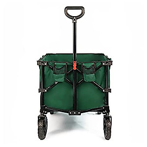 Maxwell Outdoors Collapsible Folding Outdoor Utility Cart Camping Wagon with Spacious Storage Volume and More Silence Wheels, Green