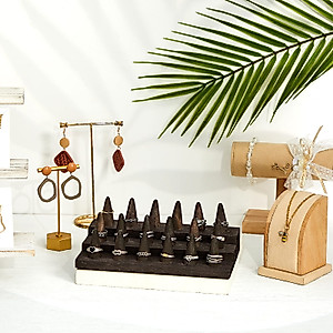 Juexica 18 Fingers Wood Ring Display Wooden Finger Ring Stand for Selling Jewelry Display Holder Showcase for Storage(Black Gray)