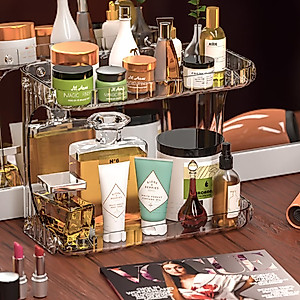 Wotendy Bathroom Countertop Organizer, 2-Tier Makeup Organizer Countertop, Acrylic Cosmetics Skincare Organizer Storage for Bathroom, Kitchen, Living Room, Bedroom, Dressing Table (Clear)