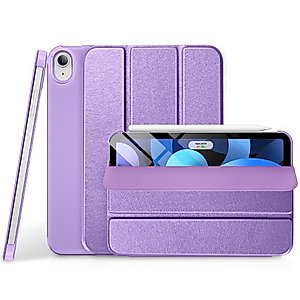 DTTO Case for New iPad Air 11 inch M2 / iPad Air 5th&4th Generation 10.9 Inch, Hard Back Sparkled and Sheen Front Cover for iPad Air Case 2024/2022/2020, Support 2nd Gen Pencil Charging - Purple