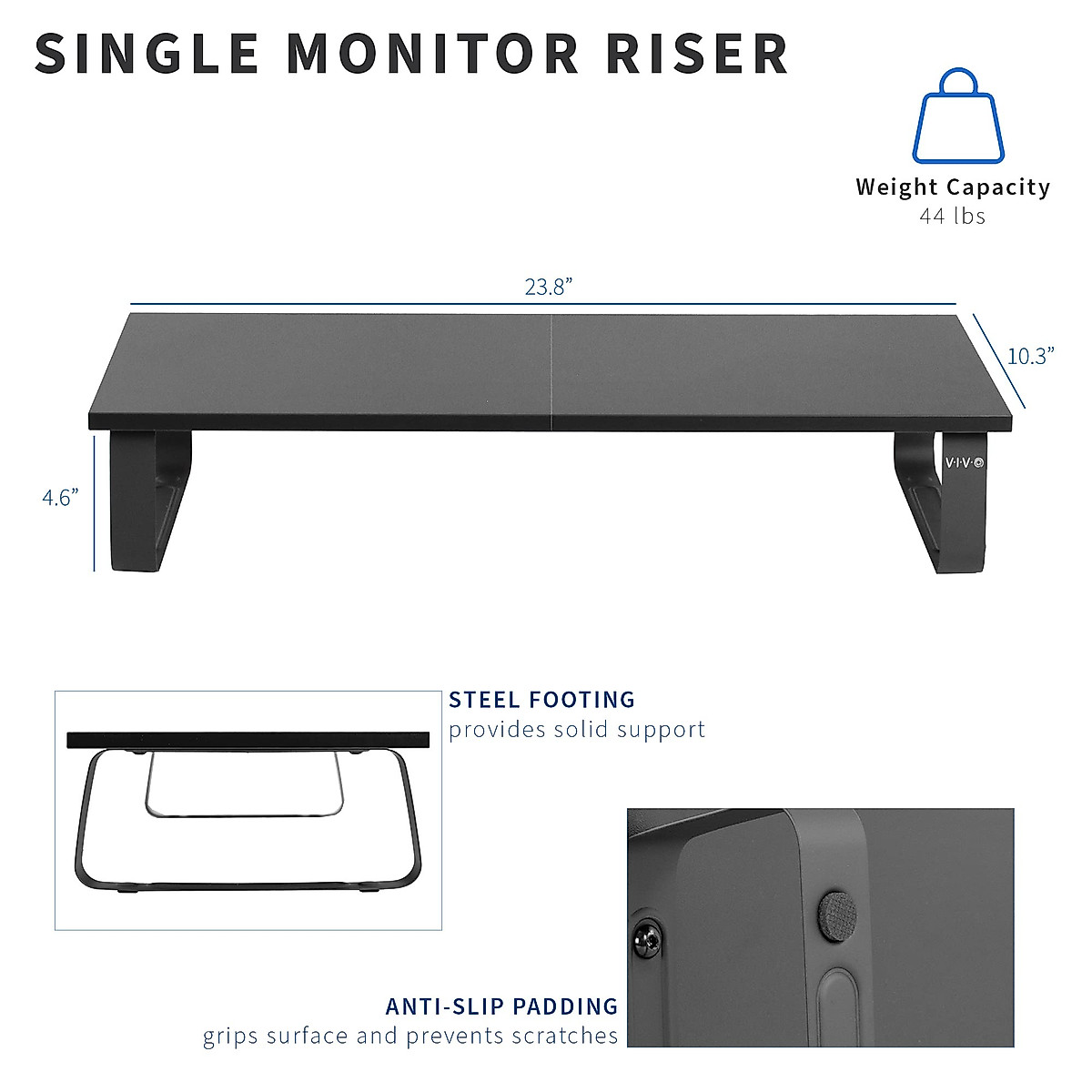 VIVO Monitor and Laptop Stand, 24 inch Desktop Riser, Black, STAND-V000D