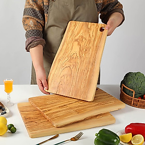 Ideaolives Natural Olive Wood Cutting Board, Rustic Serving Platter for Meat & Snack, Wooden Charcuterie Board Cheese Serving Tray, Handmade Decorative Cutting Board, Housewarming Gift (ZRB-M)