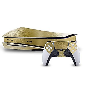 Brushed Gold Metal - Air Release Vinyl Decal Mod Skin Kit by System Skins - Compatible with PlayStation 5 Console (PS5)