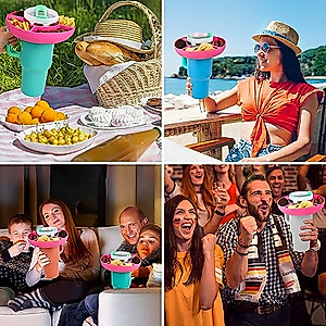 YUBIRD Snack Ring for Stanley Cup, Snack Tray for Stanley Cup 40 Oz, Silicone Snack Bowl Compatible with Stanley 40 Oz, Snack Holder for Stanley Cup (Pink)