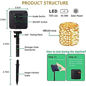 BHCLIGHT Solar String Lights Outdoor, 2-Pack 80FT 200 LED Solar Outdoor Lights, Waterproof Copper Wire 8 Modes Solar Fairy Lights for Garden Patio Tree Christmas Party Wedding (Warm White)