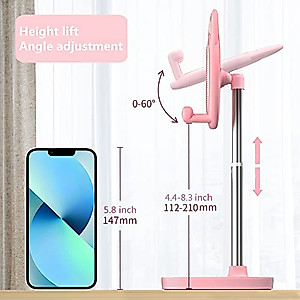 Hearsky Cute Cat Phone Stand, Cat Head Cell Phone Holder for Desk,Angle&Height Adjustable Compatible with All Smartphone,iPhone,Samsung,Tablet,iPad-Pink