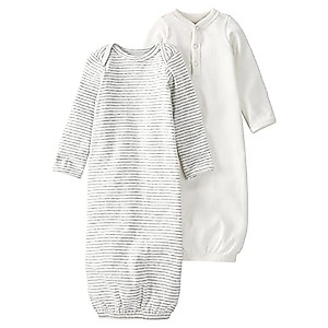 little planet by carter's unisex-baby Baby 2-pack Sleeper Gowns made with Organic Cotton, Light Cream/Heather Grey, 3 Months