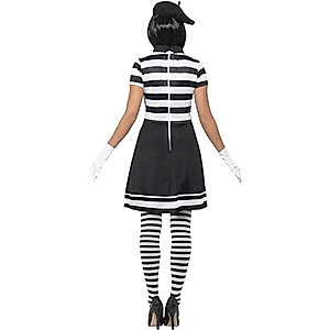 Smiffys womens Lady Mime Artist Adult Sized Costume, Black, M - US Size 10-12