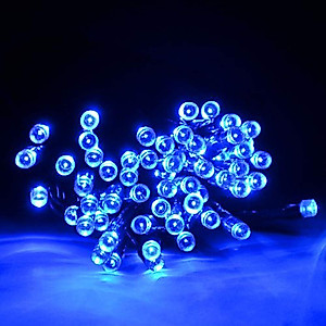 lychee® Solar Powered String Light 55ft 17m 100 LED Solar Fairy Light String for Garden,Outdoor,Home,Christmas Party (17m 100Leds, Blue)