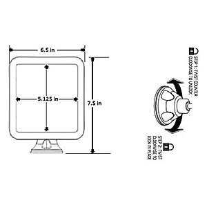 JiBen Square LED Lighted 10X Magnifying Makeup Mirror, Power Locking Suction Cup, Bright Diffused Light and 360 Degree Rotating Adjustable Arm, Portable Cordless Home and Travel Bathroom Vanity Mirror