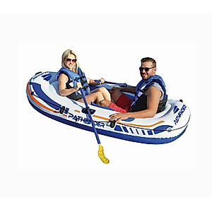 Generic Pathfinder Inflatable Raft 2 Person Boat with Pump Oars Sports River Canoe Rafting Outdoor Beach Lake