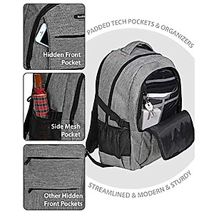 Rockland Business Pro USB Laptop Backpack, Grey, Large