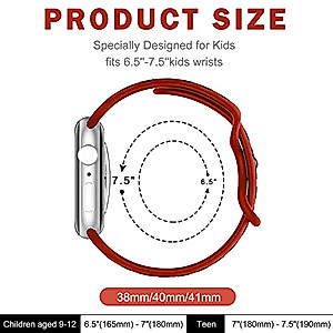 POPIGROUND Compatible with Kids Apple Watch Band 38mm 40mm 41mm for Boys Girls, Breathable Soft Silicone Sport Wrist Strap Compatible with iWatch Series 8/7/6/5/4/3/2/1/SE