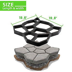 CJGQ Plus Size 19.6"x19.6"x1.7" Walk Maker Reusable Concrete Pathmate Stone Mold Stepping Stone Paver Lawn Patio Yard Garden DIY Path Maker Paving Moulds (Irregular)