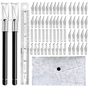 Craft Hobby Knife , Exacto Knife , 2 Knives and 60 Blades with a Bag , Precision Cutter Knife for Cutting Carving Scrapbooking Stencil , Black with Bag