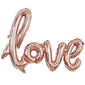 Large Rose Gold LOVE Foil Balloons Banner,42 Inch Mylar Foil Letters Balloons Reusable Material for Romantic Valentine's Day Wedding Bridal Shower Anniversary Engagement Party Decorations