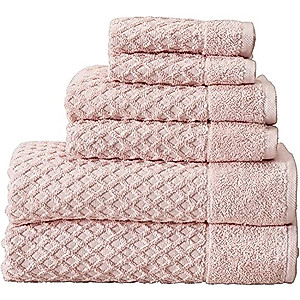 Simpli-Magic 79455 Diamond Bath Towels Set, 6 Piece Set, 2 Bath Towels, 2 Hand Towels, 2 Washcloths, Pink