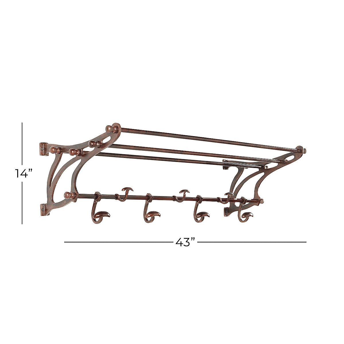 Deco 79 Wall Shelf, 43" L x 18" W x 11" H, Brown