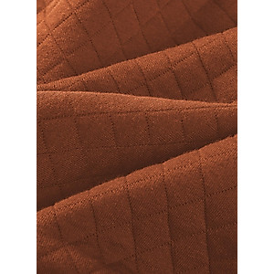 JMIERR Mens Quilted Sweatshirt Casual Long Sleeve Crewneck Half Button Fashion Pullovers Sweater Jackets with Pockets, US 38(S), Orange