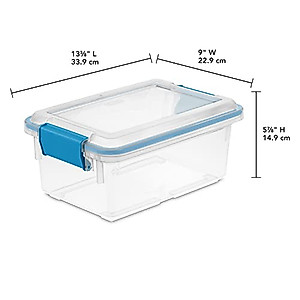 Sterilite 19414306 Gasket Box, 7.5 Quart, clear base and lid with blue latches