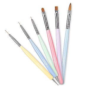 TEOYALL Nail Art Brushes, Nail Design Painting Brushes Builder Gel Brush Nail Dotting Tools Nail Fine Liner Brushes