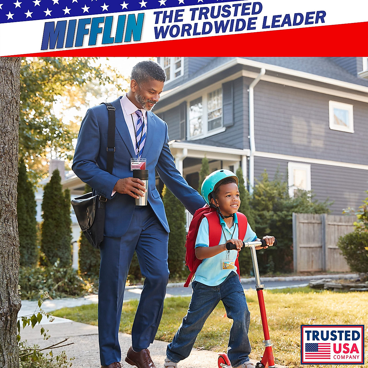 Mifflin-USA Horizontal ID Name Badge Holder (Clear, 3.5x2.25 Inches, 250 Pack), Waterproof and Resealable Plastic Card Holders