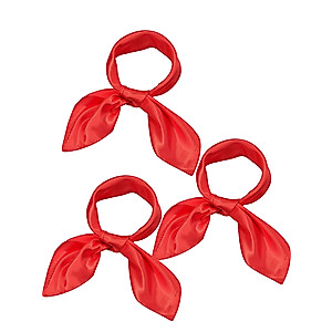 SATINIOR 3 pcs neck scarf Women Silk Chiffon Neck Scarf Square Scarf Satin Headscarf ascot Neck Scarves for Women(Red, 23.62 x 23.62 Inches)