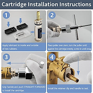 1222 Replacement Cartridge with Puller 104421, Compatible with Moen Tub Shower Single Handle Posi Temp Faucet (with lubricating grease)
