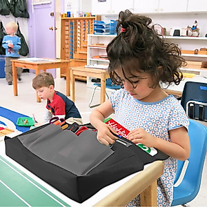 AUVCAS Black Chair Back Pocket School Seat Chair Storage Pocket Organizer with Label Slot Multiple Pockets for School Home Classroom Preschool Daycare