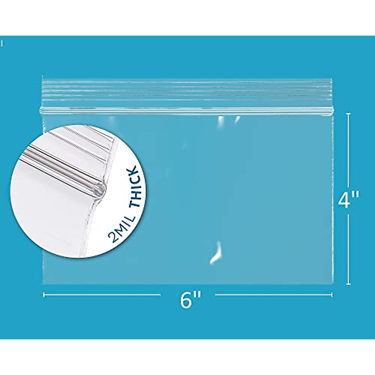 GPI - 6" X 4" 500 Count, 2 Mil Clear Reclosable Zip Plastic Poly Bags with Resealable Lock Seal Zipper for Snack, Candy, Nuts, Cookies, Sewing Supplies, Beads.