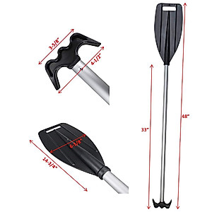 Pactrade Marine Boat Kayak Raft Paddle & Hook 4 ft Anodized Aluminum Shaft Black Plastic Blade