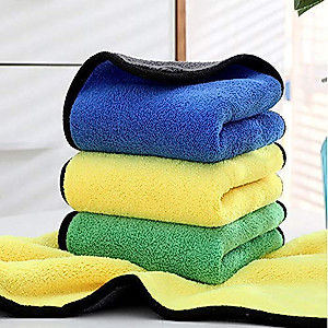 XYZU Microfiber Car Cleaning Towels,Ultrasoft Coral Velvet Drying Towels,Set of 6 Super Absorbent Scratch Free Cloths for Car Polishing Detailing and Home Washing