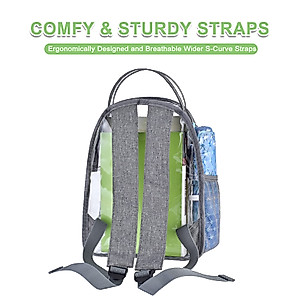 Mini Clear Backpack for Stadium, See Through bag small Backpacks Transparent for Sports,Stadium,Security Travel(Grey) Mini Size 12"x 8.5"x 4.7"