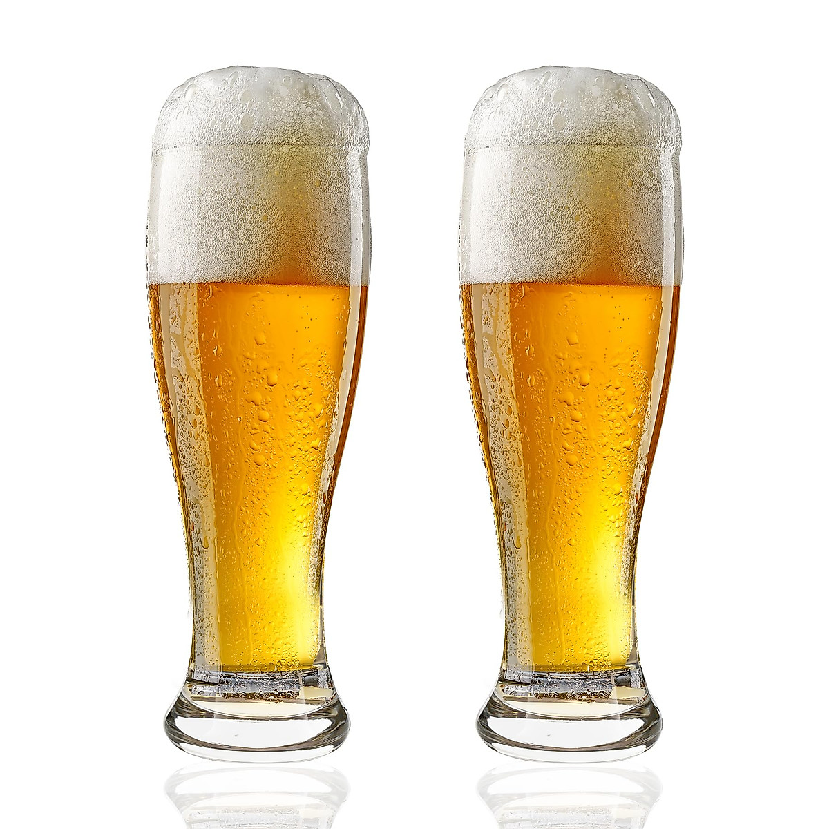 Burns Glass Bar Glasses, Classic Pilsner Glass Tall Beer Glasses with Heavy Base, 24 Oz. (Set of 2)