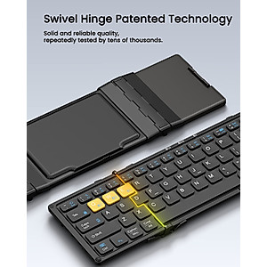 Artciety Foldable Bluetooth Keyboard, Wireless Portable Keyboard with Larger Touchpad, Pocket-Sized Folding Travel Keyboard for MacOS Android Windows iOS, Sync Up to 3 Devices (BT5.1 x 3)