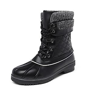 DREAM PAIRS Women's Mid Calf Waterproof Winter Snow Boots Monte,Size 10,Black,Monte_01