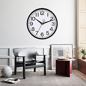 QWANPET Wall Clock,9 Inch Modern Wall Clocks,Quality Quartz Silent Non Ticking Wall Clock, Decor Wall Clocks for Office, Home, Bathroom, Kitchen, Bedroom, School, Living Room(Black)