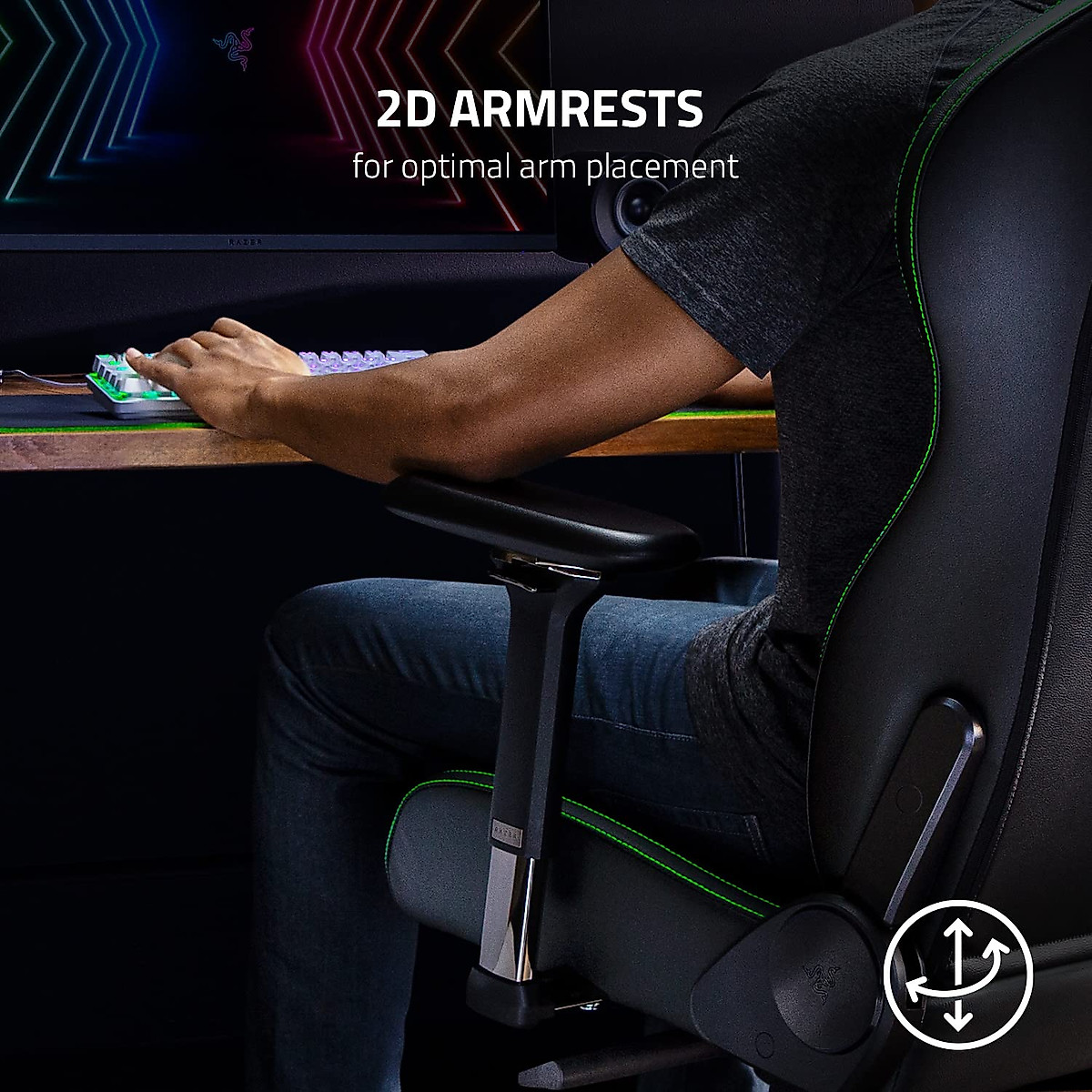 Razer Enki X Essential Gaming Chair: All-Day Gaming Comfort - Built-in Lumbar Arch - Optimized Cushion Density - Dual-Textured, Eco-Friendly Synthetic Leather - Adjustable 152-degree Recline