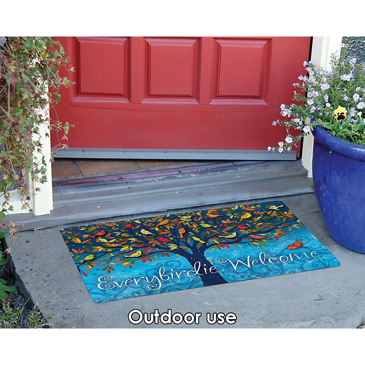 Toland Home Garden 800396 Everybirdie Welcome Spring Door Mat 18x30 Inch Bird Outdoor Doormat for Entryway Indoor Entrance