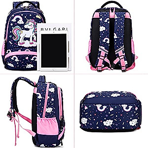 Meisohua Kids Backpack Set for Girls School Bookbag Kids Unicorn Backpack for Girls School Bags with Lunch Bag Unicorn Purse 3 in 1 Set