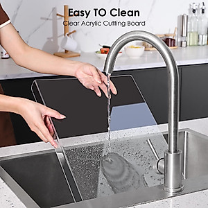 Acrylic Cutting Boards for Kitchen Counter,24x18 In Clear Cutting Board with Lip,Acrylic Cutting Boards with Non Slip for Kitchen Countertop Protection