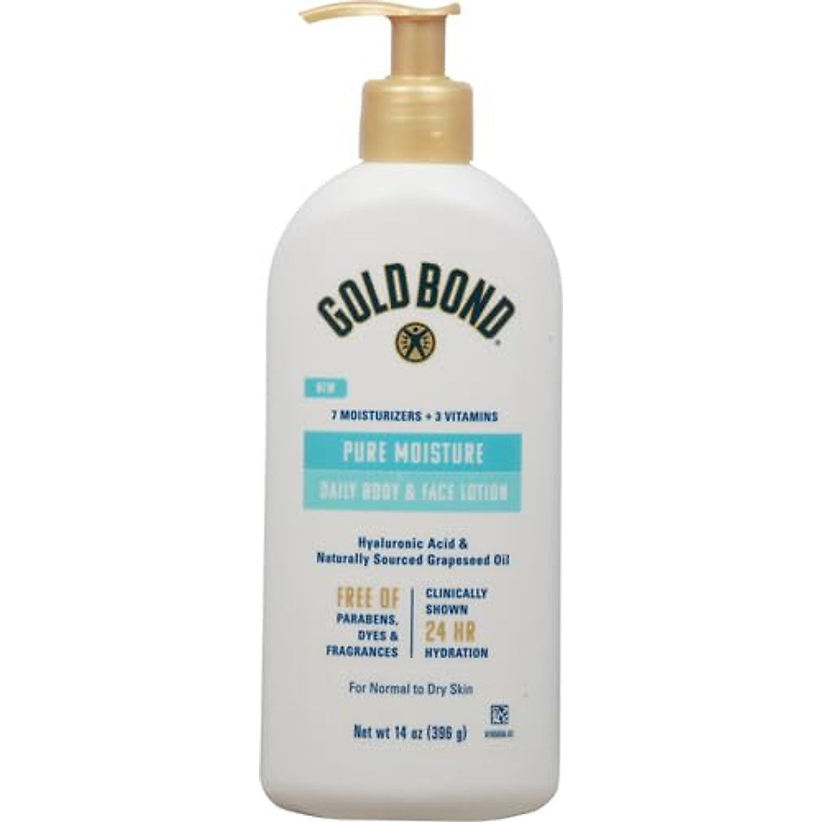 Gold Bond Pure Moisture Lotion, 14 oz., Ultra-lightweight Daily Body & Face Lotion for Dry Skin
