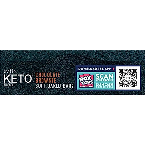 Ratio Soft Baked Bars, Chocolate Brownie, 1g Sugar, Keto Friendly, 5.34 OZ (6 Bars)