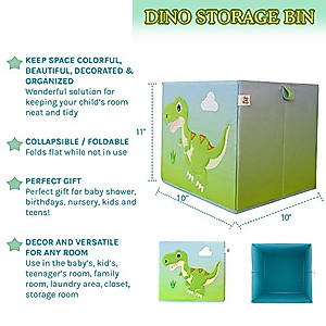 LOVELY LITTLE THINGS STORAGE BIN - Dino Storage Bins Foldable - Toy Box Collapsible Cube - Boxes for Shelves - Storage Box Decorative - Kids Toys Organizer - (Square Dino Trio)